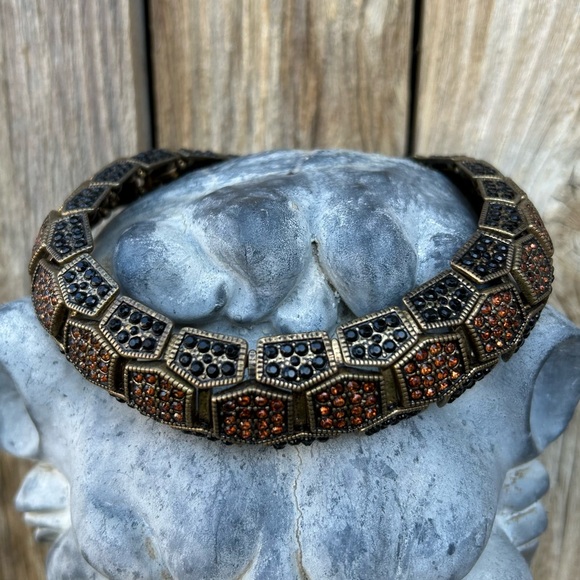 Zara | Jewelry | Zara Vintage Snake Pave Necklace Choker Gold Black ...
